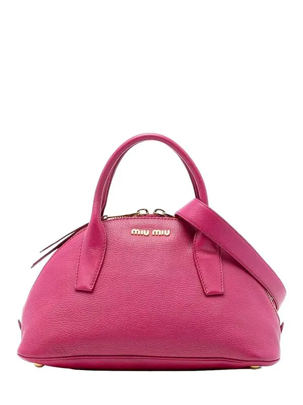 Miu Miu Goatskin Madras Bowling Satchel - Pink