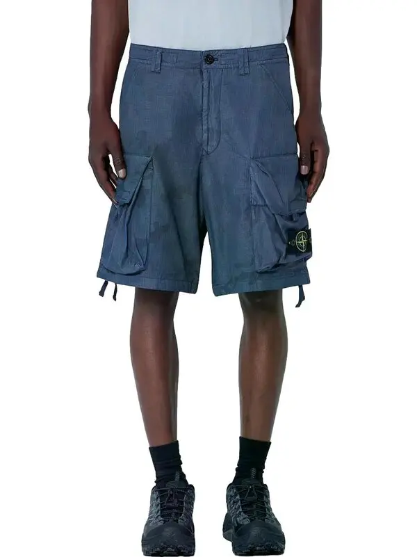 Stone Island Ripstop Camouflage Cargo Shorts - Blue