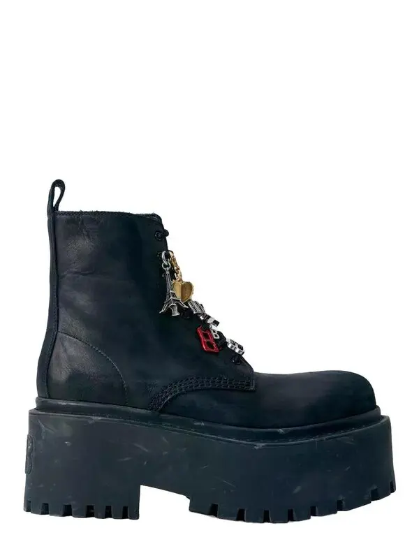 Balenciaga Charm-embellished Platform Ankle Boots - Black