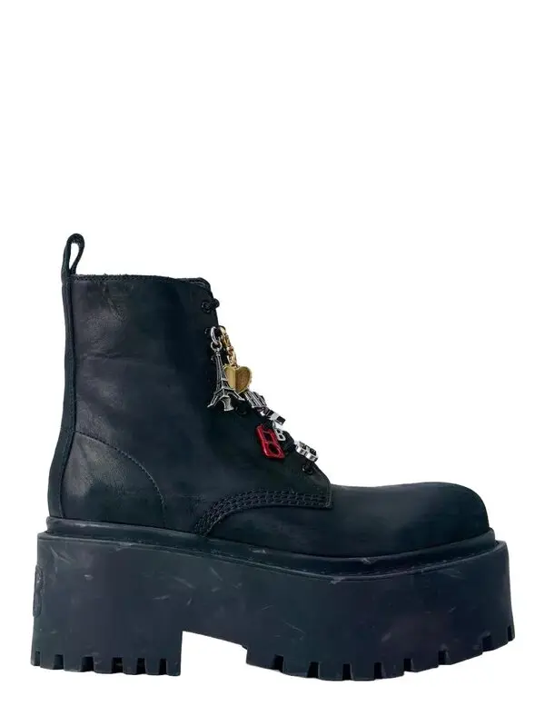 Balenciaga Charm-embellished Platform Ankle Boots - Black