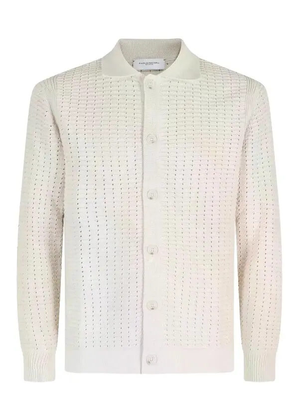 PAOLO PECORA Perforated Knit Cardigan - Neutrals