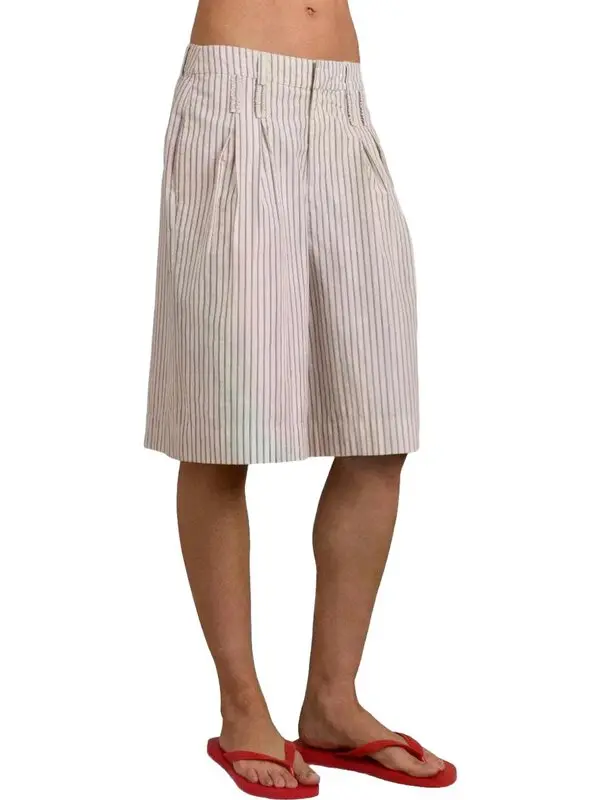 DAMSON MADDER Striped Pleated Shorts - Neutrals