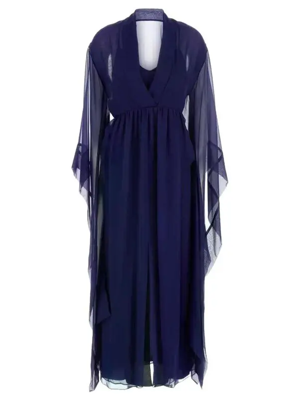 Alberta Ferretti Flowing-sleeves Silk Maxi Dress - Blue