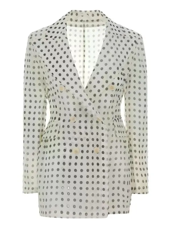 Ermanno Scervino Double-breasted Polka-dot Silk Blazer - White