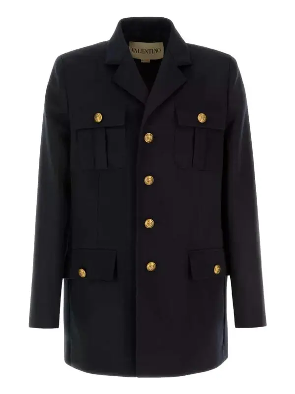 Valentino Garavani Buttoned Coat - Blue