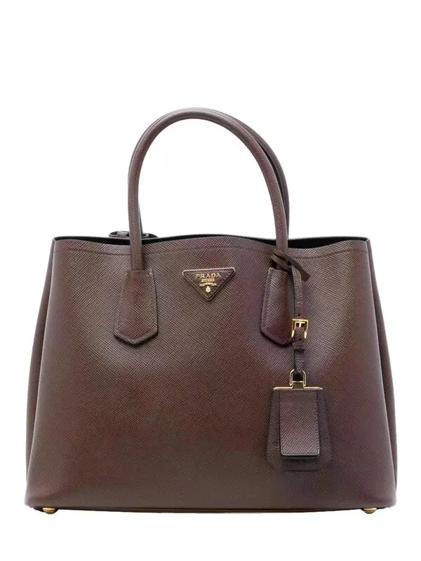 Prada 2010-2026 Saffiano Cuir Double Satchel - Brown