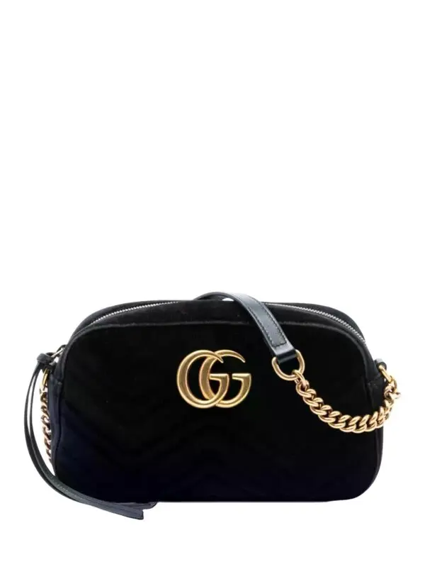 Gucci Gg Marmont Matelasse Velvet Crossbody Bag - Black