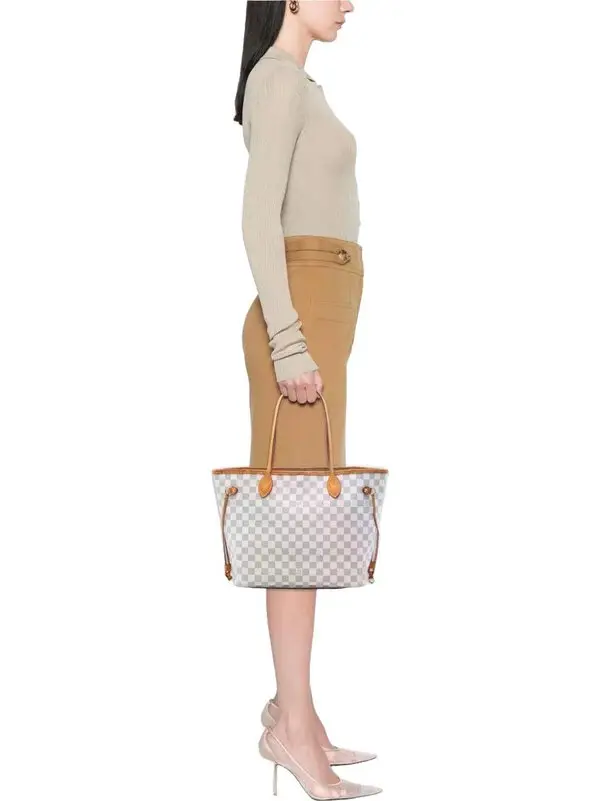 LOUIS VUITTON 2014 Damier Azur Neverfull Mm Tote Bag - White