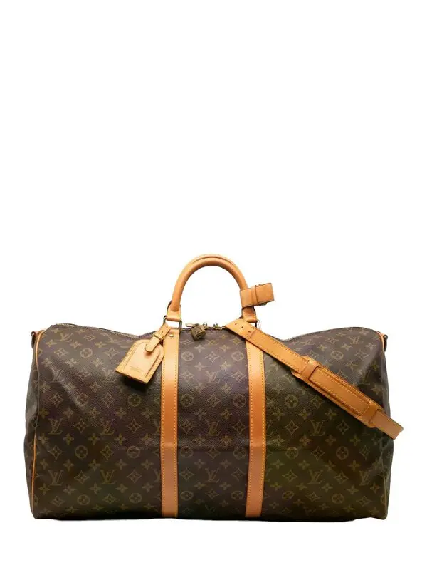 LOUIS VUITTON 1992 Monogram Keepall Bandouliere 55 Travel Bag - Brown
