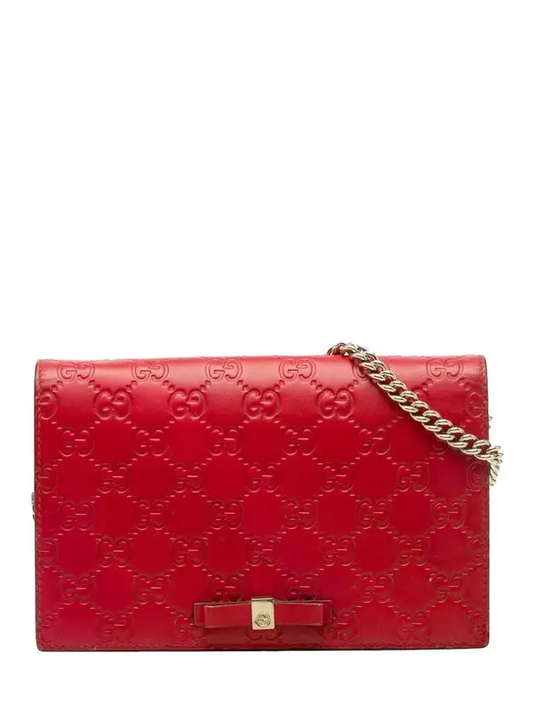 Gucci 2000-2015 Mini Sissima Wallet On Chain Crossbody Bag - Red