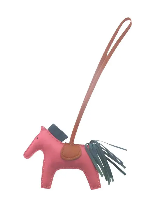 Hermès Milo Lambskin And Swift Grigri Rodeo Bag Charm Pm - Pink
