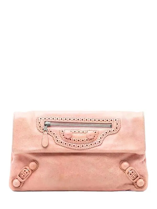Balenciaga 2005-2012 Lambskin Motocross Giant 21 Brogues Envelope Clutch - Pink