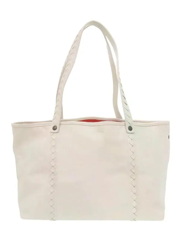 Bottega Veneta Intrecciato Trimmed Nappa Reversible Tote Bag - White