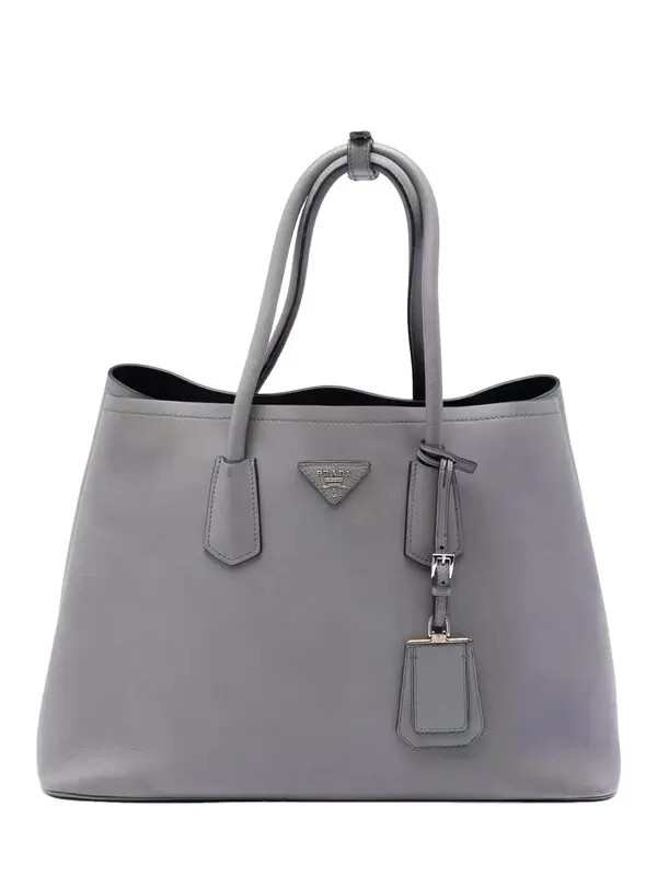 Prada Large City Calf Double Satchel - Grey