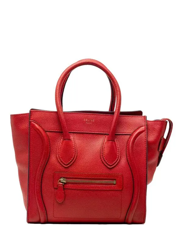 Celine 2012 Micro Calfskin Luggage Tote Bag - Red