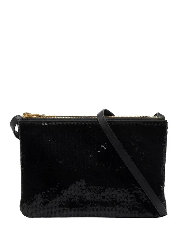 Celine 2019 Small Sequin Trio Crossbody Bag - Black