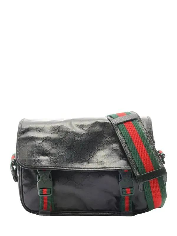 Gucci Small Gg Crystal Web Messenger Bag - Black