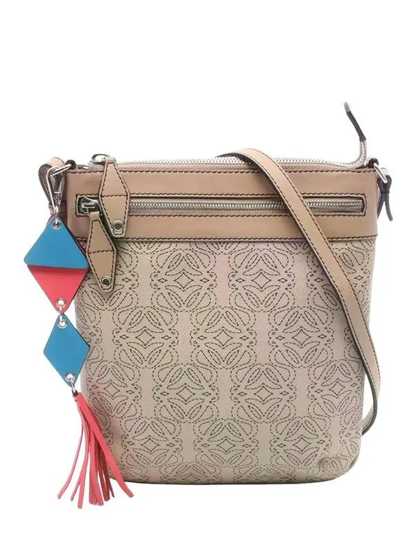 Loewe 2010-2026 Leather Repeat Anagram Crossbody Bag - Neutrals