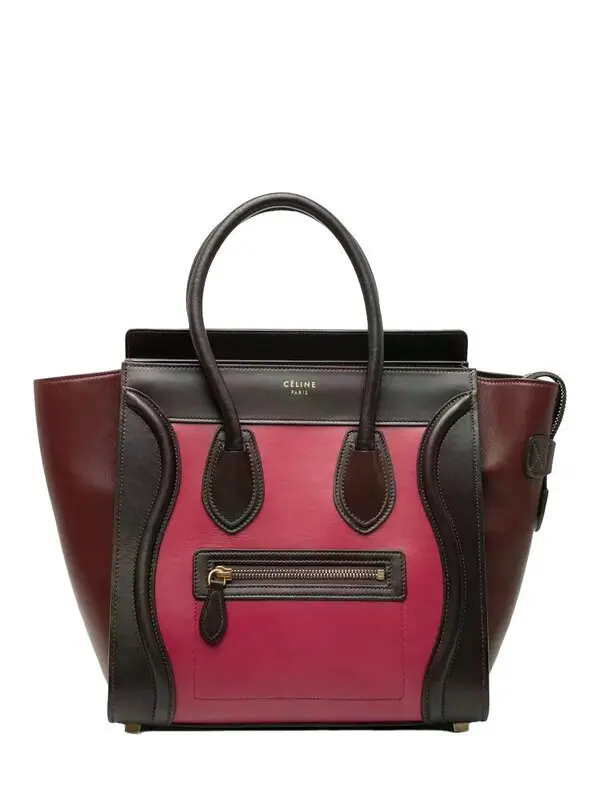 Celine 2014 Micro Tricolor Leather Luggage Tote Satchel - Pink