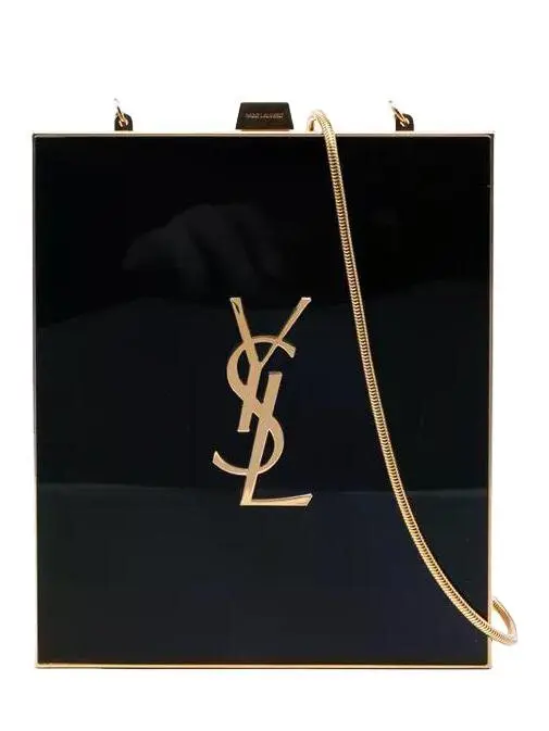 Saint Laurent 2017 Acrylic Tuxedo Box Crossbody Clutch - Black