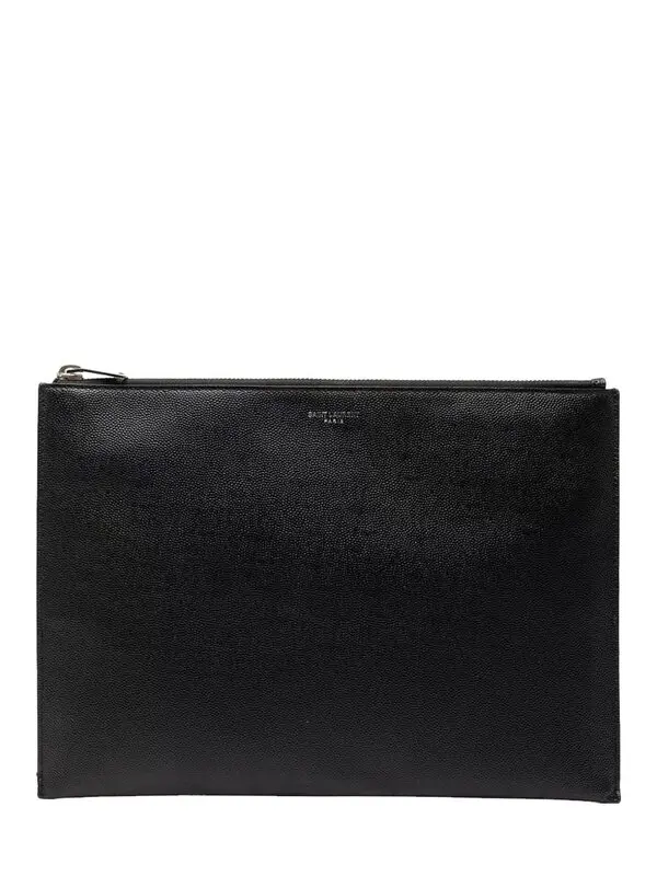 Saint Laurent 2017 Grain De Poudre Zip Clutch Bag - Black