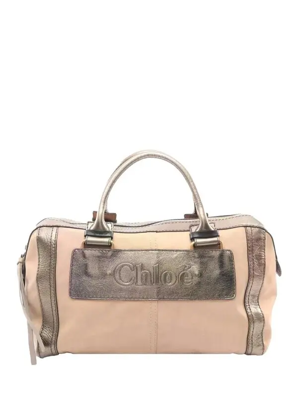 Chloé 2010-2026 Canvas Metallic Logo Boston Bag - Pink