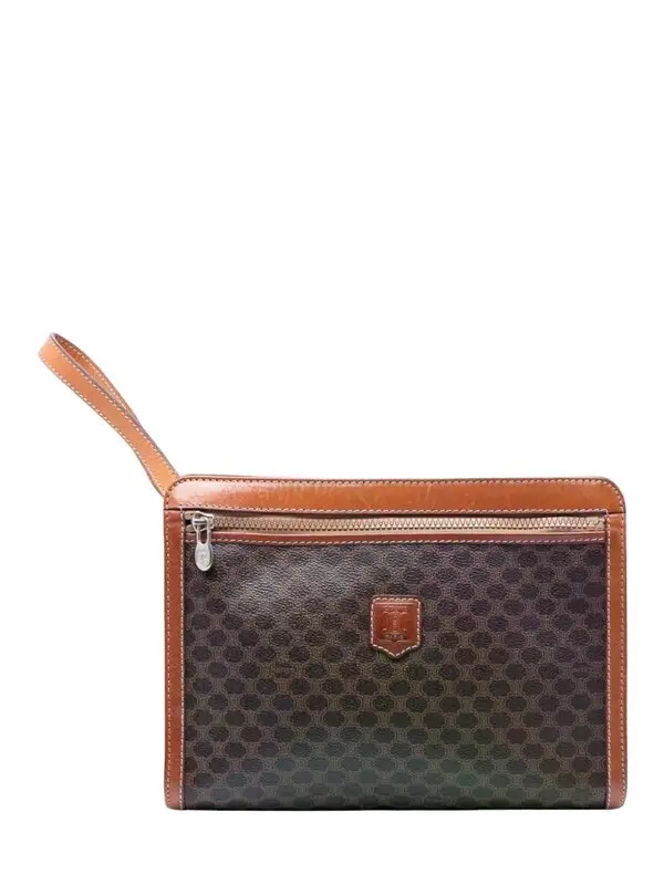 Celine 2008 Macadam Coated Canvas Clutch - Brown