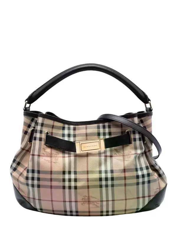 Burberry Haymarket Check Willenmore Hobo Satchel - Neutrals