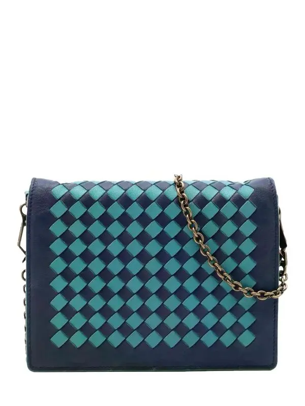 Bottega Veneta 2012-2026 Nappa Intrecciato Wallet On Chain - Blue