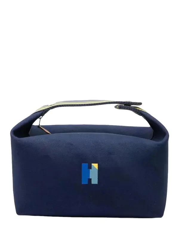 Hermès Large Toile Bride A Brac H Pavillon Case Vanity Bag - Blue