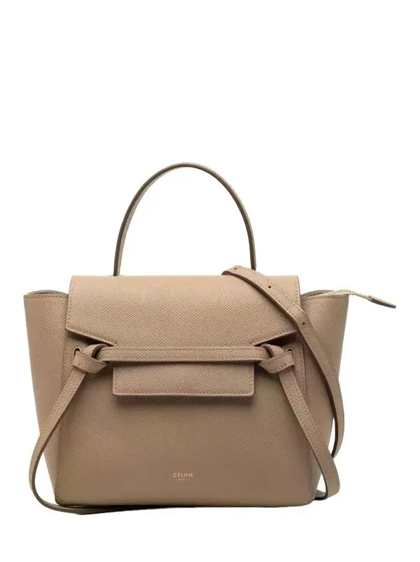 Celine 2019 Nano Grained Calfskin Belt Bag Satchel - Neutrals