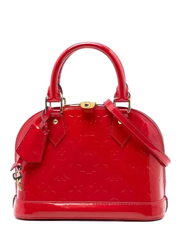 LOUIS VUITTON 2014 Monogram Vernis Alma Bb Satchel - Red