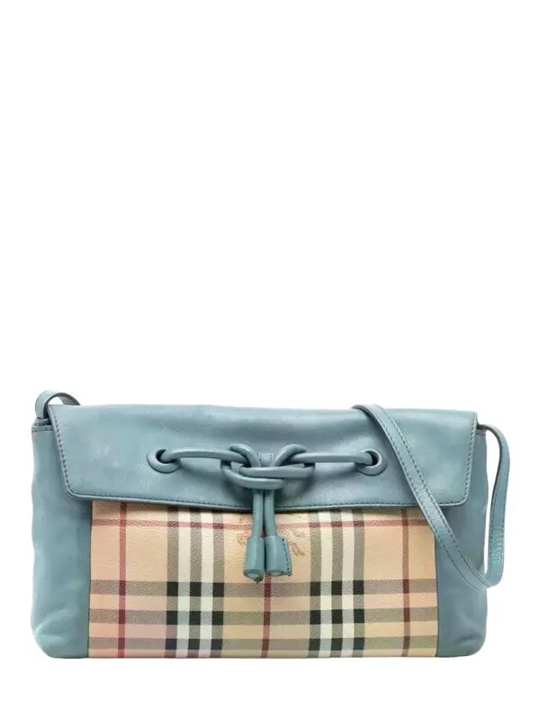 Burberry Haymarket Check Coated Canvas Leah Crossbody Bag - Blue