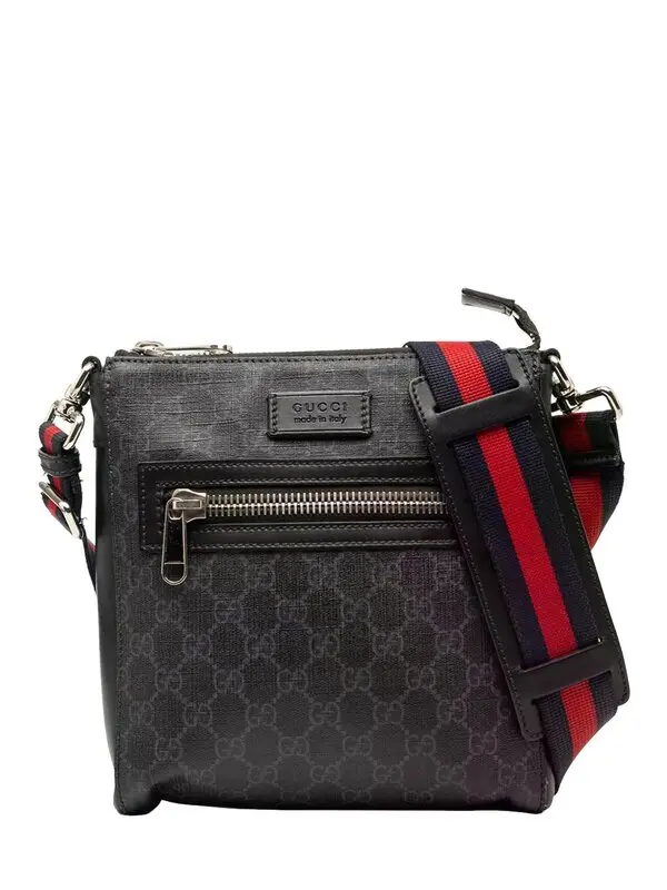 Gucci Small Gg Supreme Web Messenger Crossbody Bag - Black