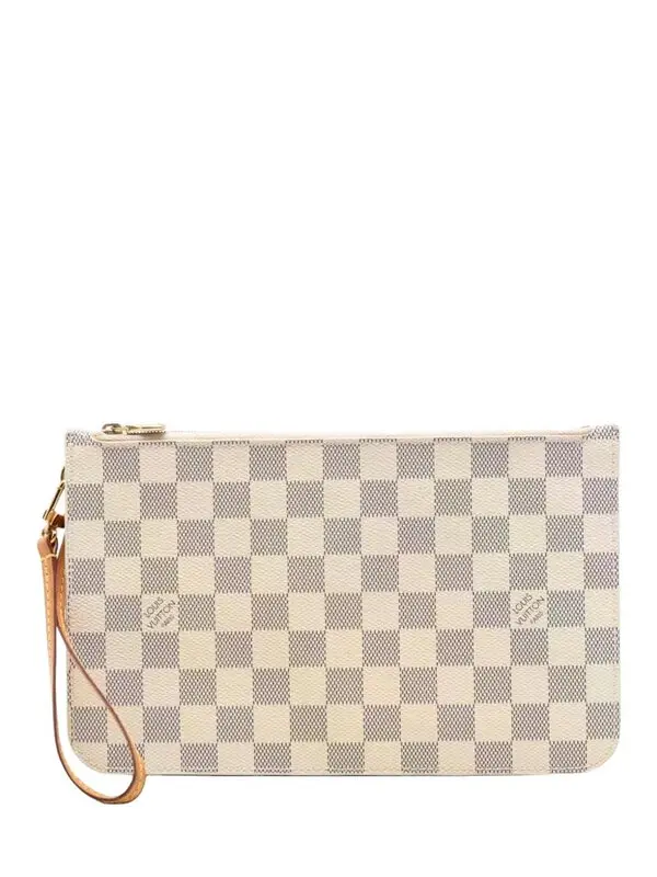 LOUIS VUITTON 2018 Damier Azur Neverfull Mm Pouch - White