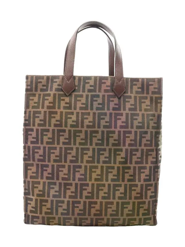 Fendi 2000-2010 Zucca Canvas Vertical Shopping Tote Bag - Brown