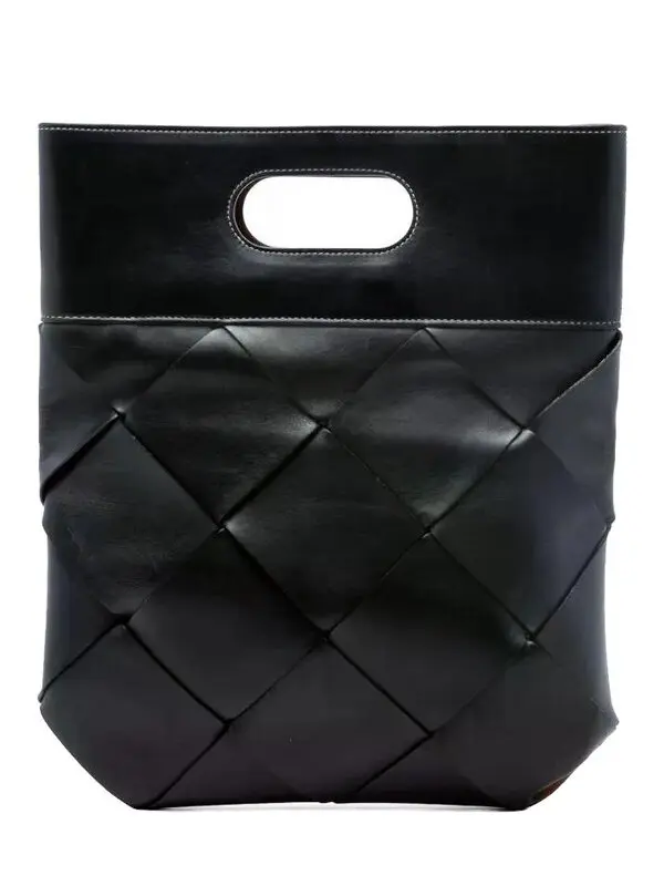 Bottega Veneta 2012-2026 Small Leather Maxi Intrecciato Tote Bag - Black