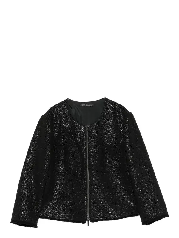 BETTY BARCLAY Sequin-embellished Zip-up Cardigan - Black