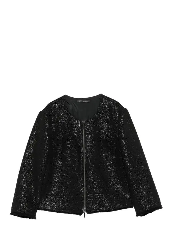 BETTY BARCLAY Sequin-embellished Zip-up Cardigan - Black