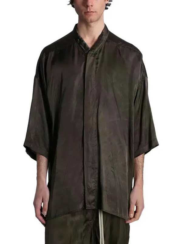 Rick Owens Jumbo Faun Mandarin-collar Wide-sleeve Shirt - Grey