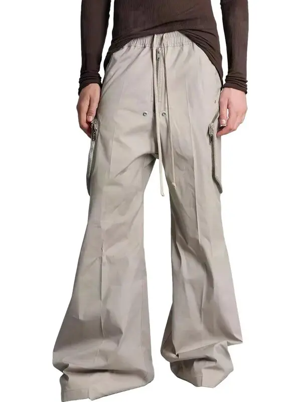 Rick Owens Cotton Trousers With Zip Details - Grey