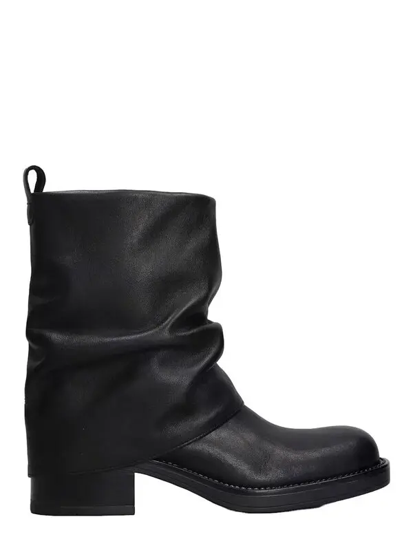 GISEL MOIRE Royal Biker Leather Boots - Black