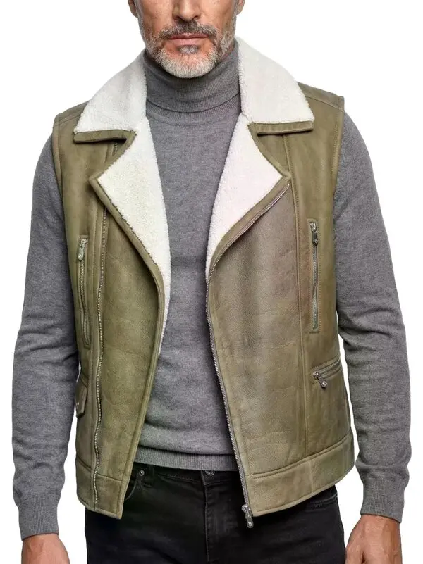 Brunello Cucinelli Shearling-lined Leather Gilet - Green