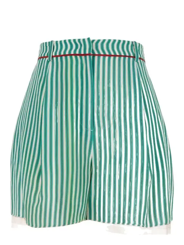 O HUI Striped Layered Shorts - Green