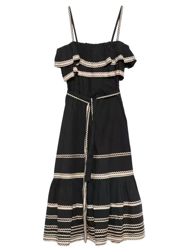 Ulla Johnson Lucian Ruffled Midi Dress - Black