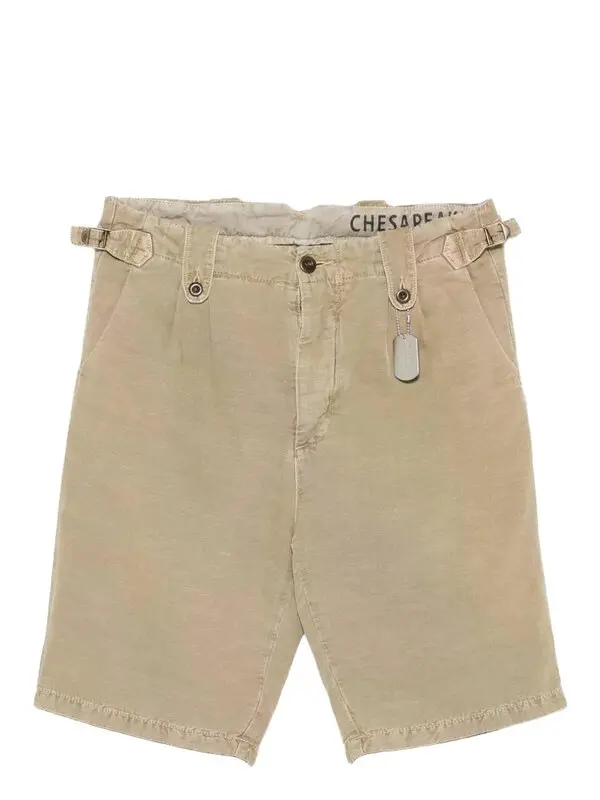 CHESAPEAKE'S Buckle-detail Logo Tag Shorts - Neutrals