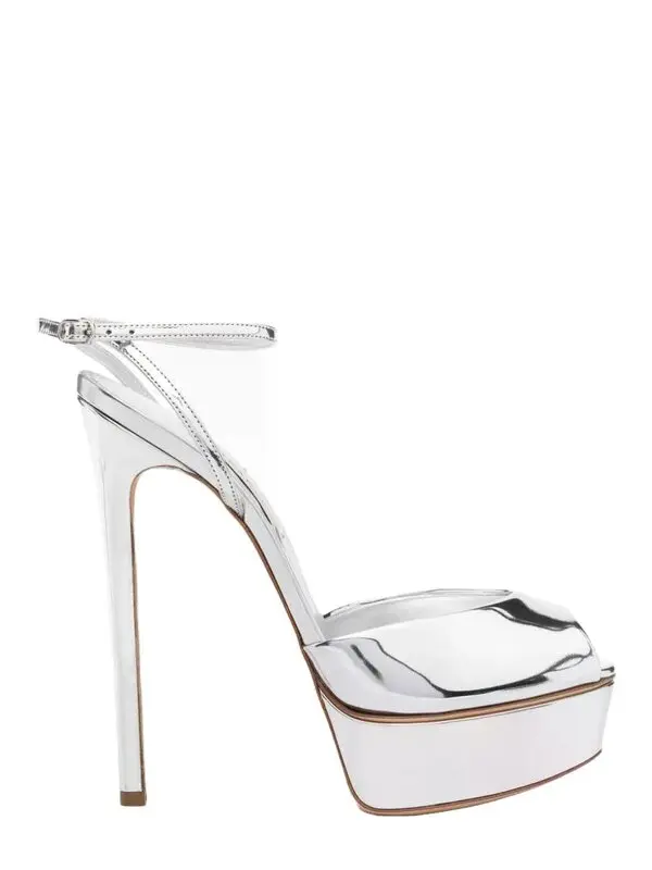 Casadei Platform Peep-toe Heeled Sandals - Silver