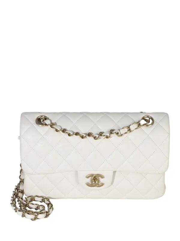 Chanel Quilted Caviar Classic Double Flap Bag - White