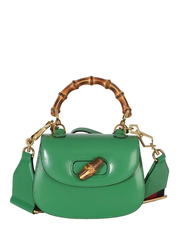 Gucci Dyana Lux Calfskin Web Bamboo 1947 Top Handle Bag - Green