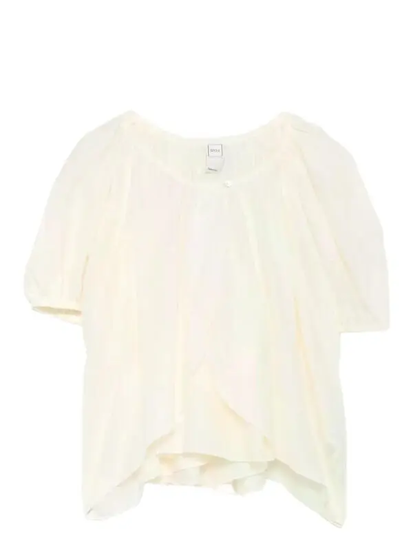 120% Lino Pleated Layered Blouse - Neutrals
